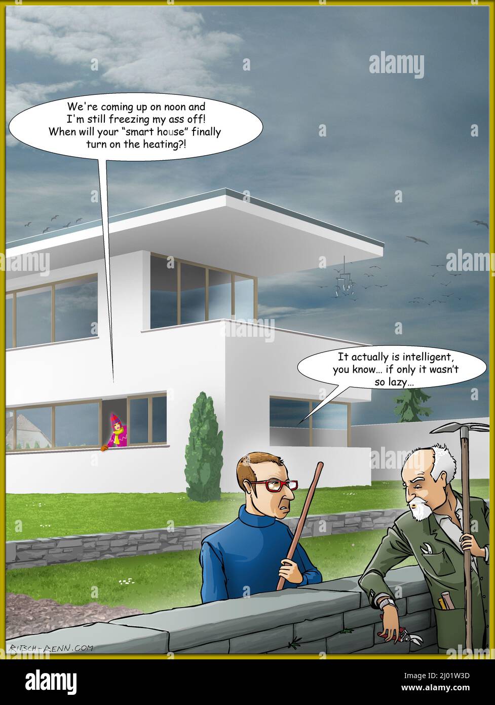 Smart home, satirical illustration Stock Photo - Alamy