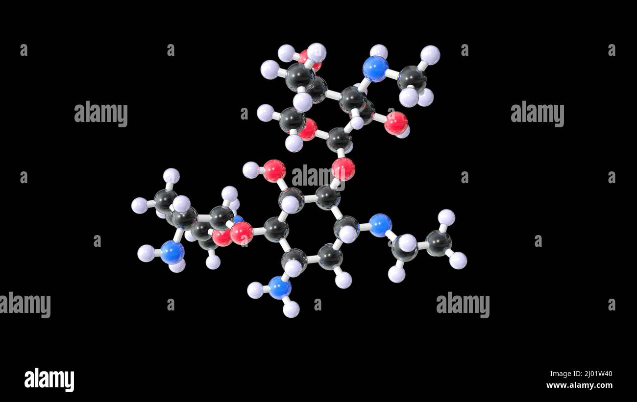 Netilmicin antibiotic drug, molecular model Stock Photo - Alamy