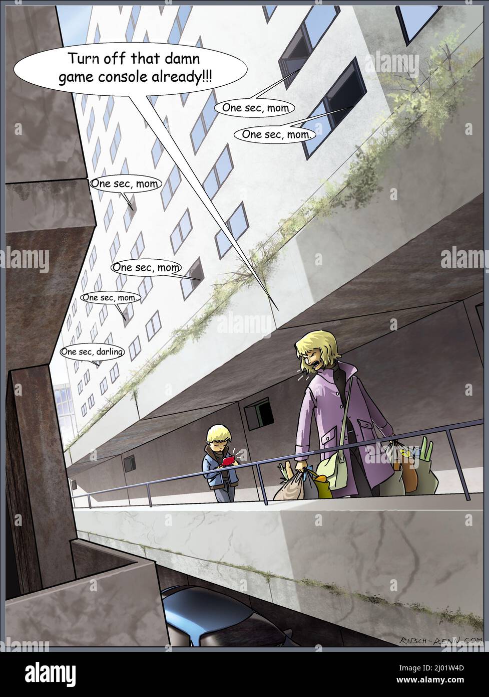 Video game addiction, satirical illustration Stock Photo - Alamy