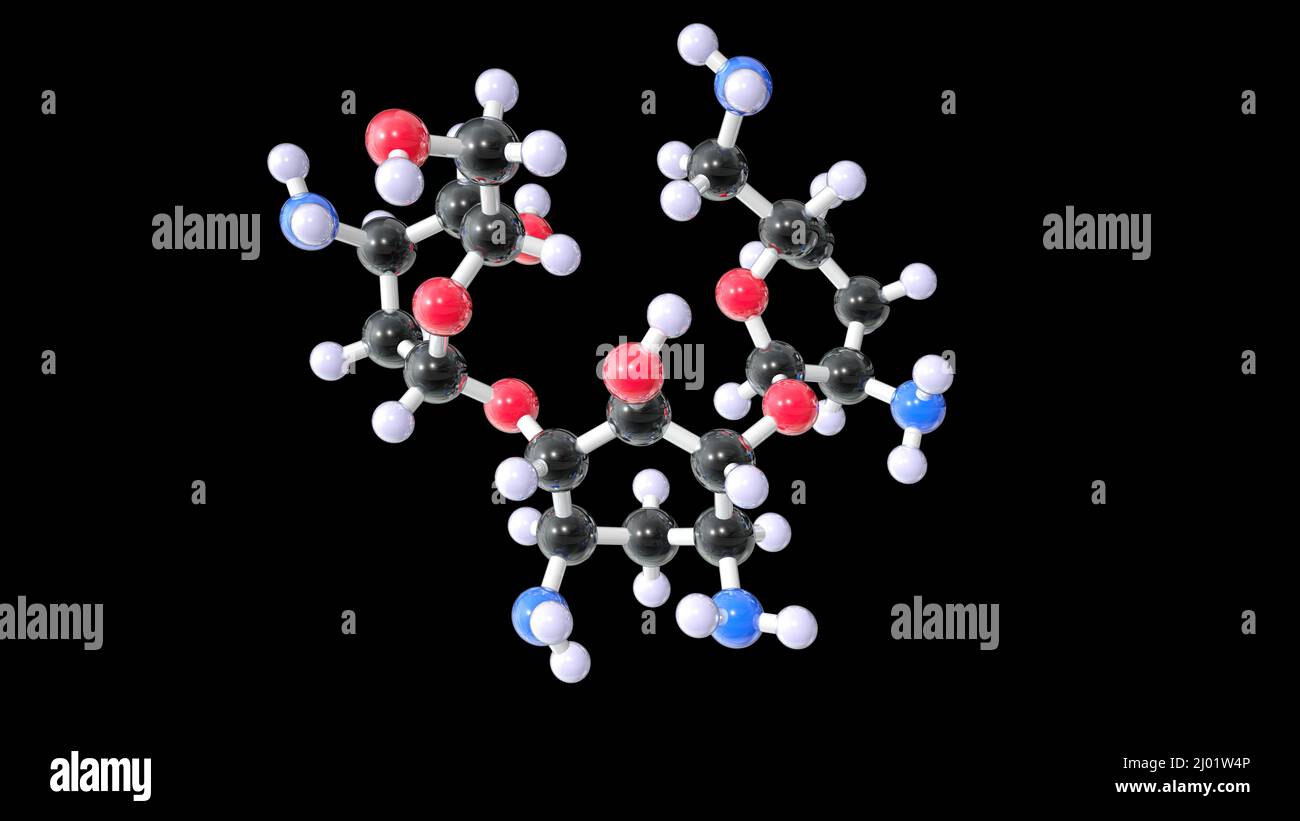 Dibekacin antibiotic drug, molecular model Stock Photo - Alamy