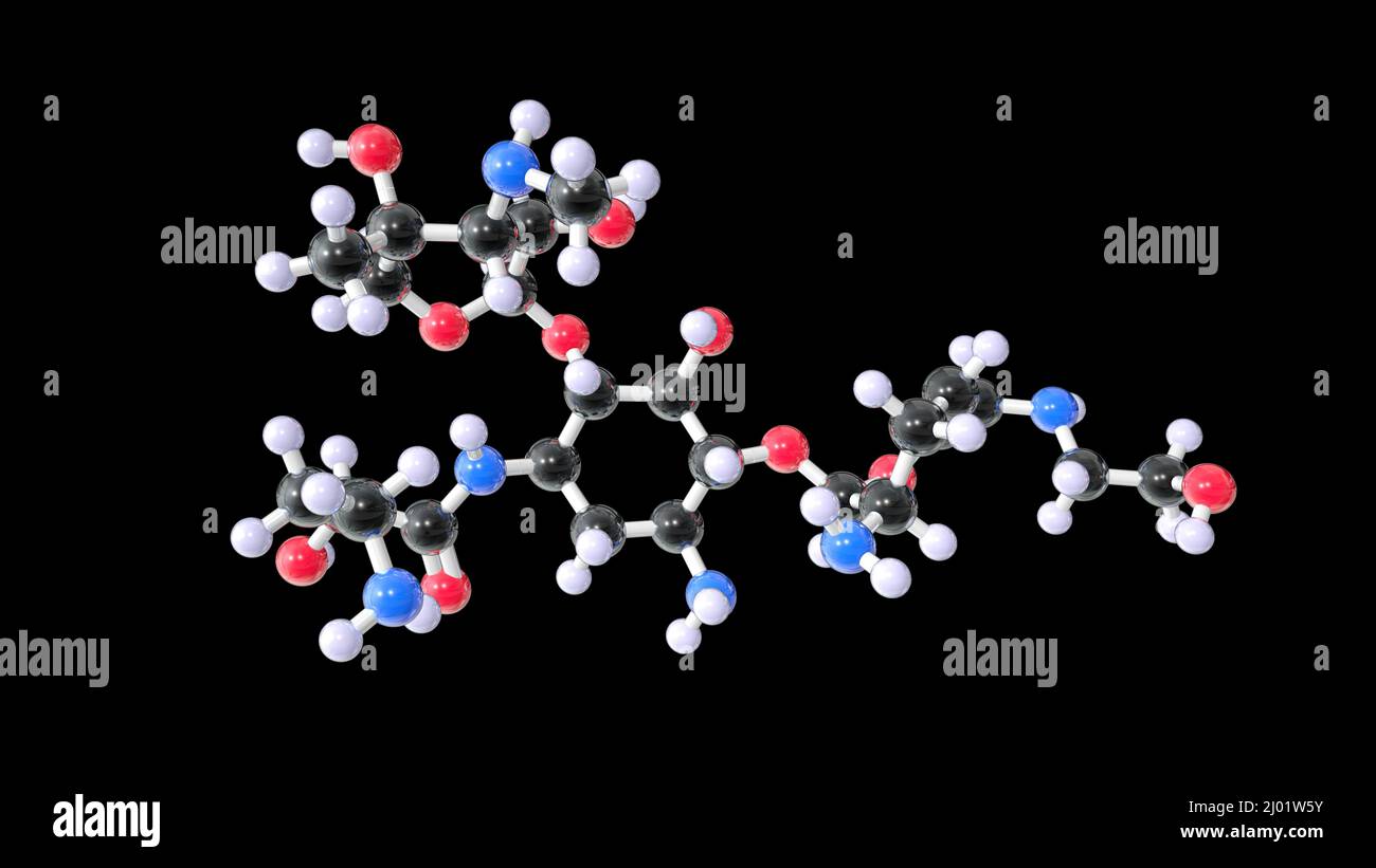 Plazomicin antibiotic drug, molecular model Stock Photo - Alamy