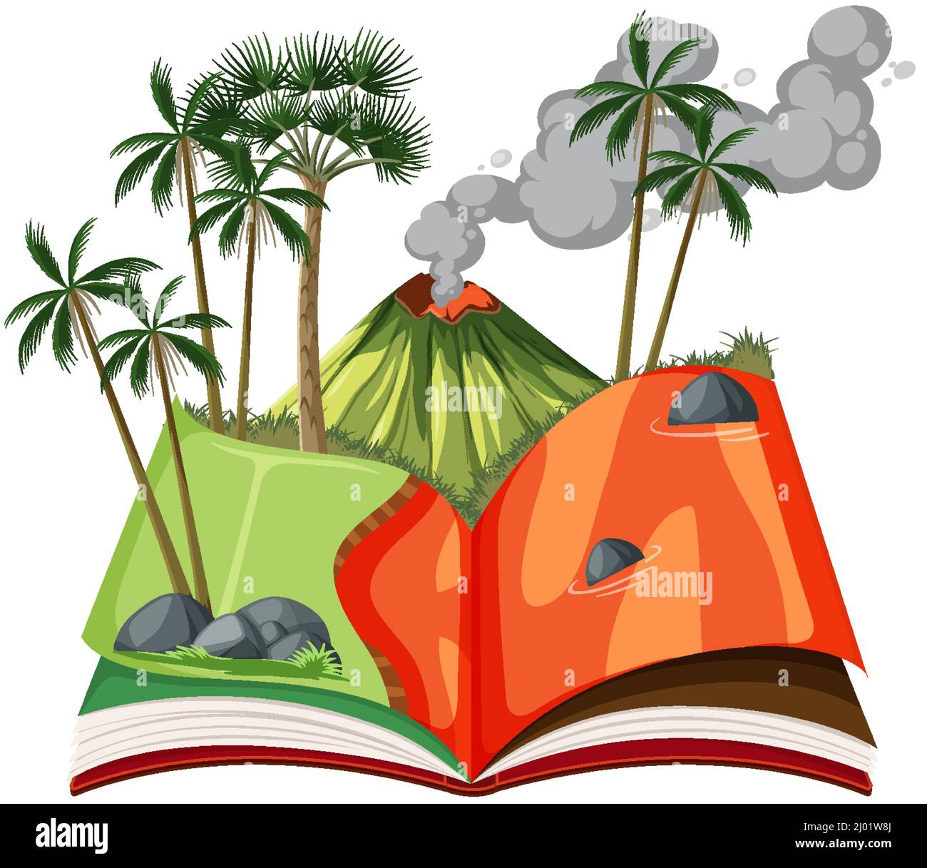 Scene with volcano eruption illustration Stock Vector Image & Art - Alamy