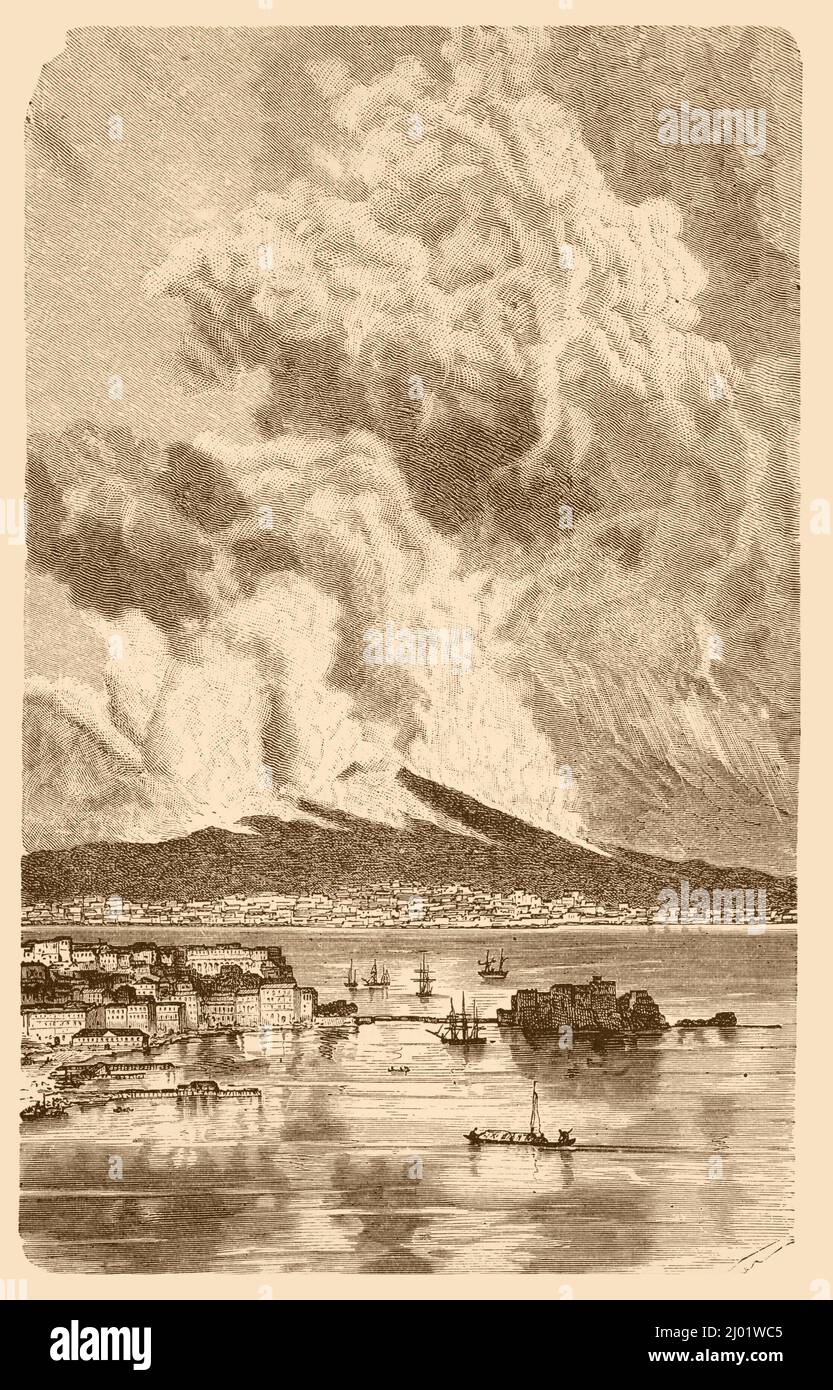Engraving of Vesuvius eruption Stock Photo - Alamy