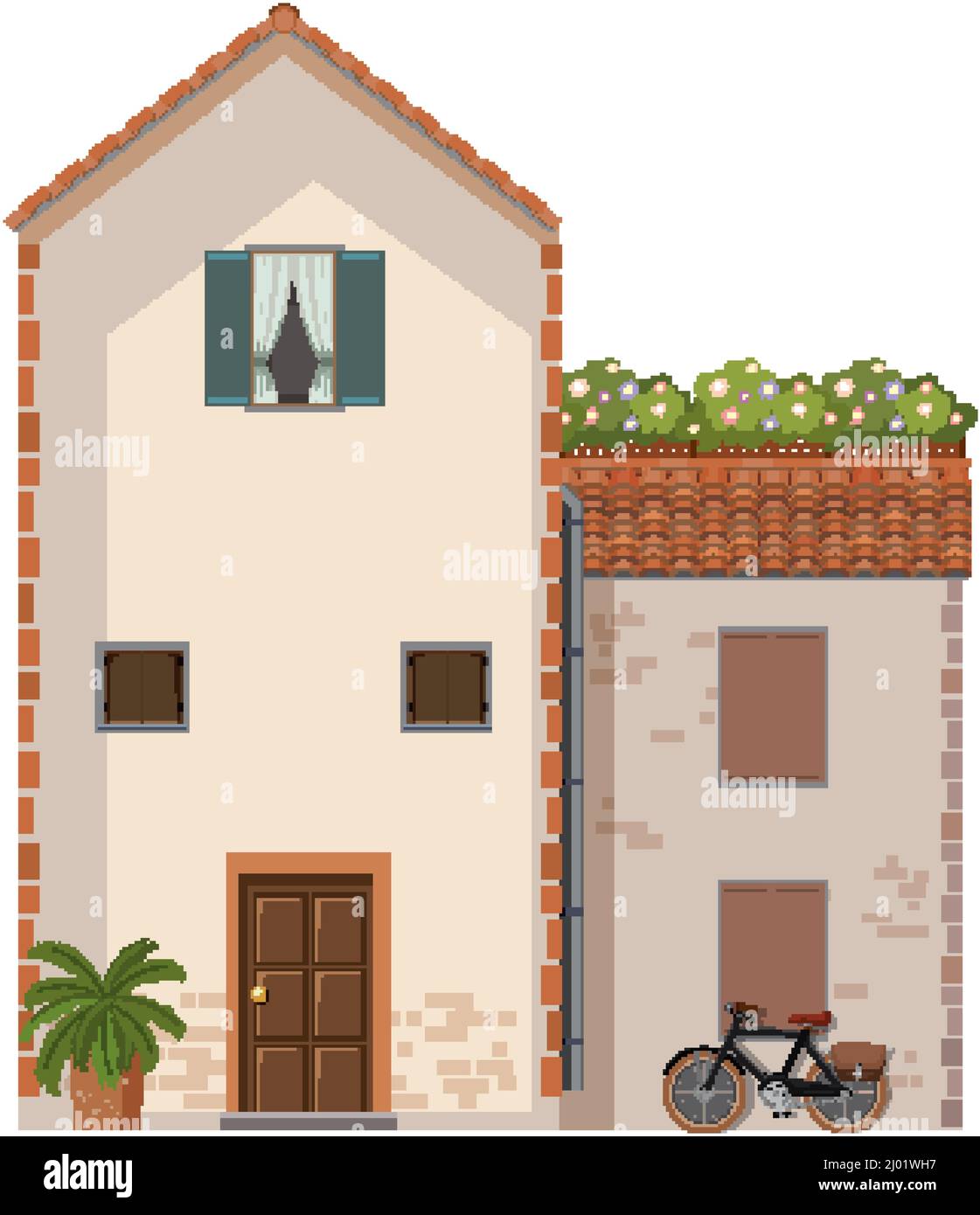 Traditional Italian architecture house building illustration Stock ...