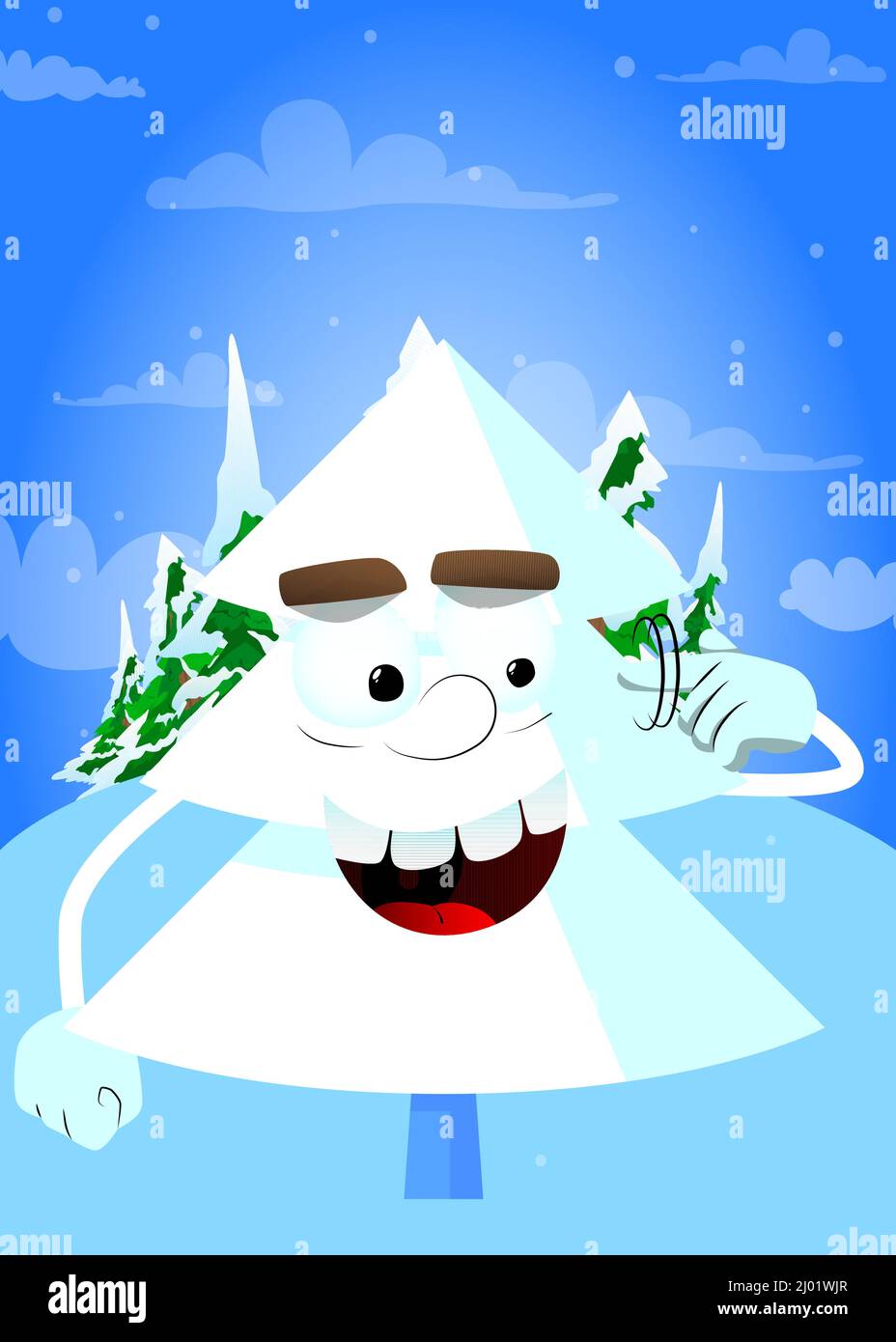 Cartoon winter pine trees with faces shows a you're nuts gesture by ...