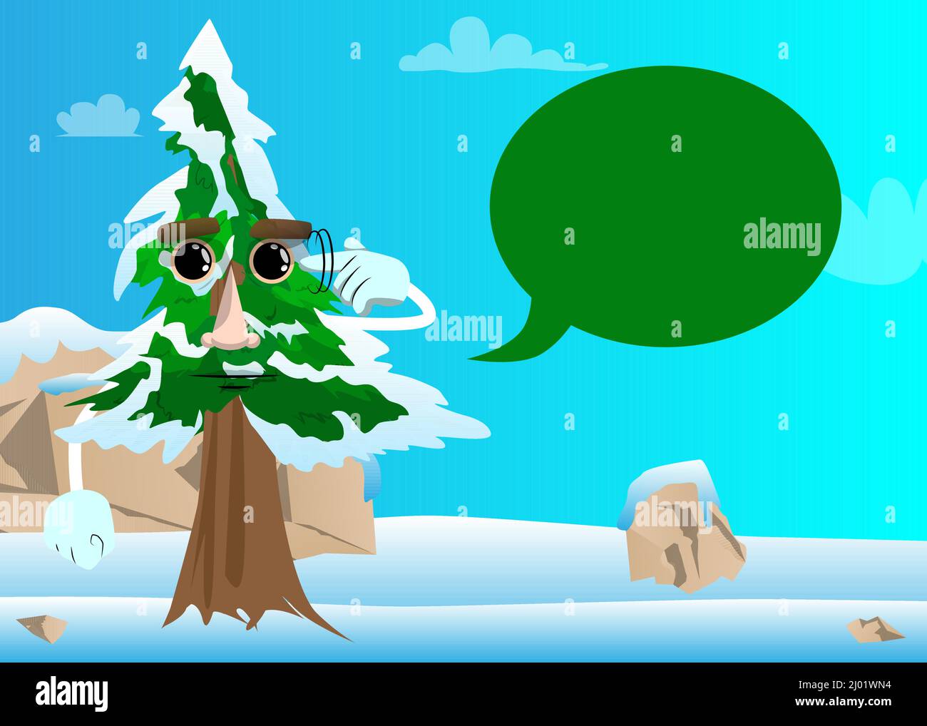 Cartoon winter pine trees with faces shows a you're nuts gesture by ...