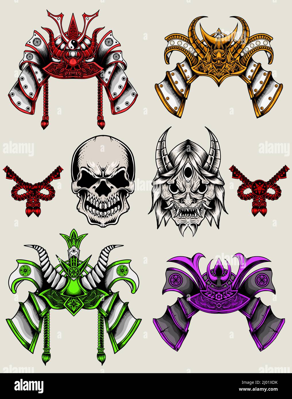 Samurai Helmet Skull Tattoo