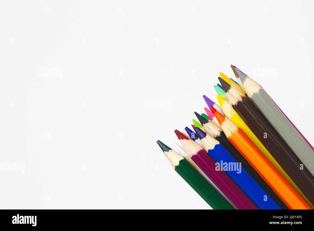 Colored pencils and white paper. Children's creativity. Template for ...