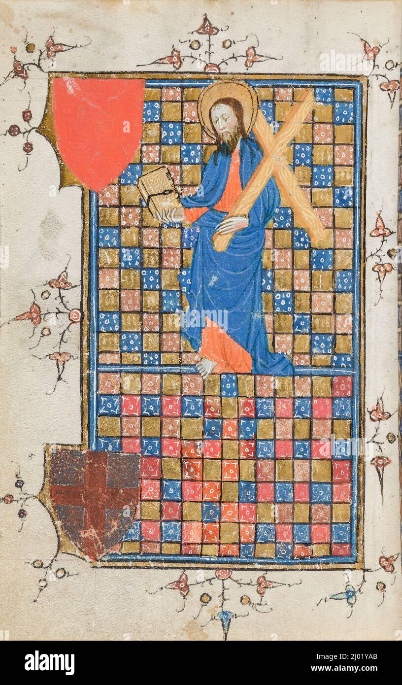 Miniature Depicting Saint Andrew from an English Book of Hours. England ...