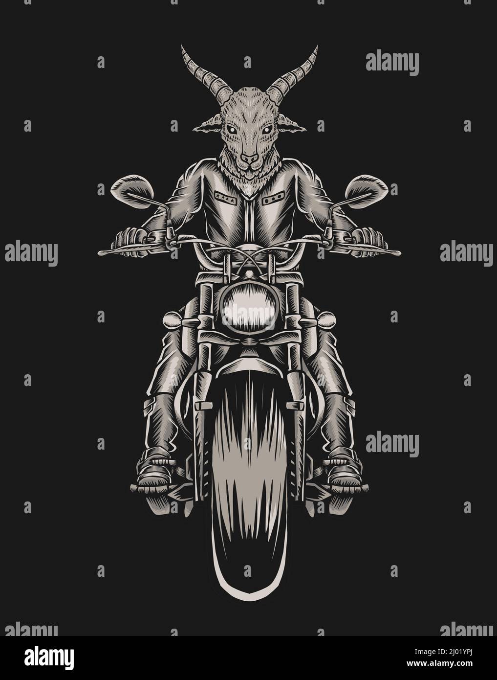 Illustration goat biker ridding on motorcycle Stock Vector Image & Art ...