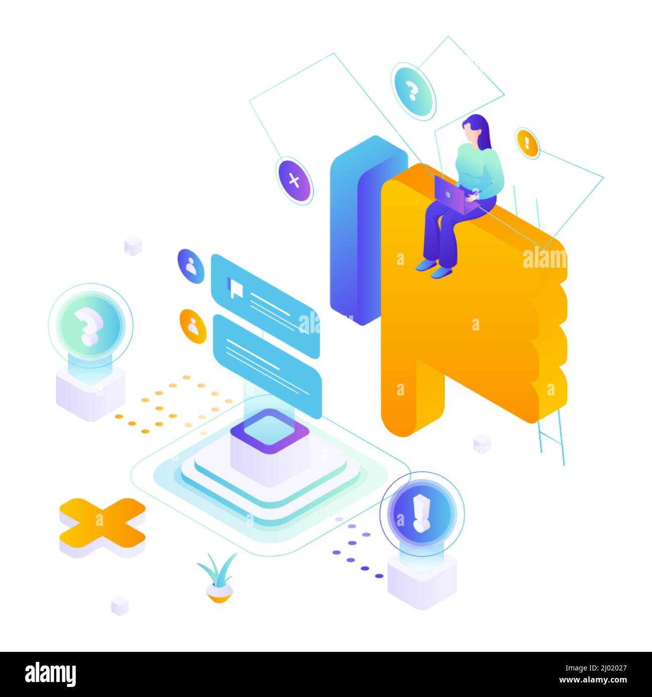 Bad feedback, dislike thumb down, negative social media comments, flat ...