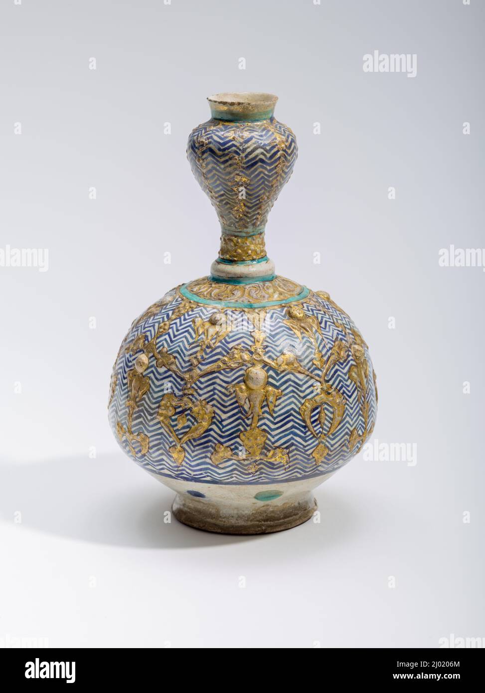 Bottle. Iran, 13th century. Ceramics. Fritware, overglaze painted Stock ...