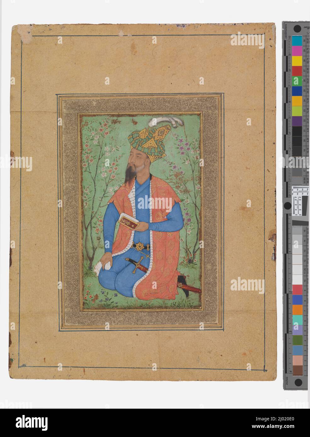 Prince Mirza Hindal (?) in a Garden. India, Mughal empire, circa 1600 ...