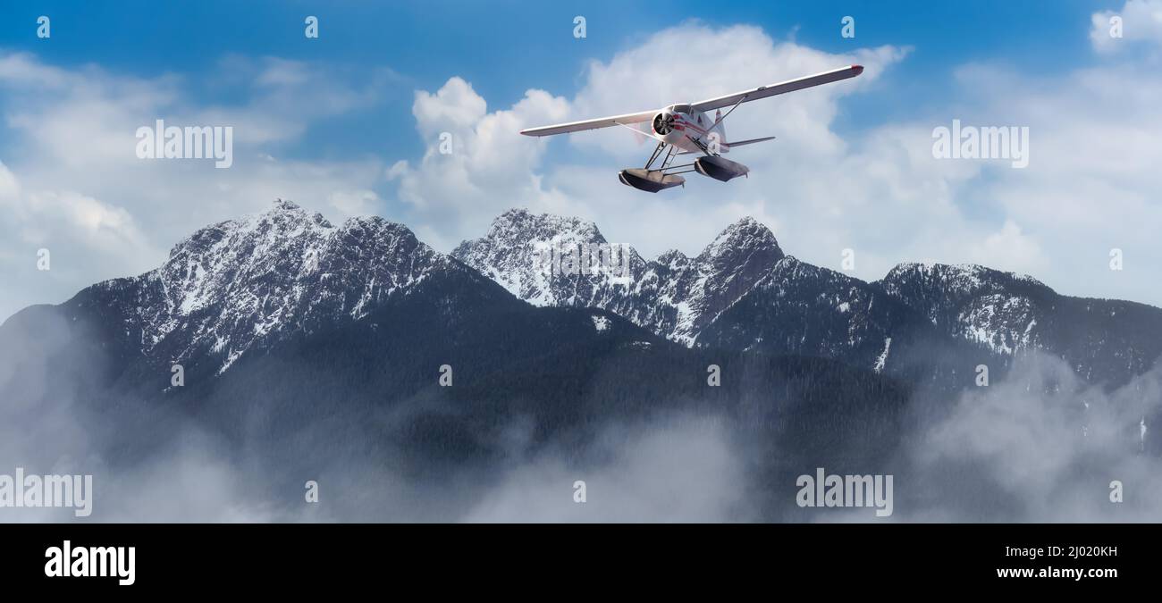 Aerial Panoramic View of Canadian Rocky Mountain Landscape with ...