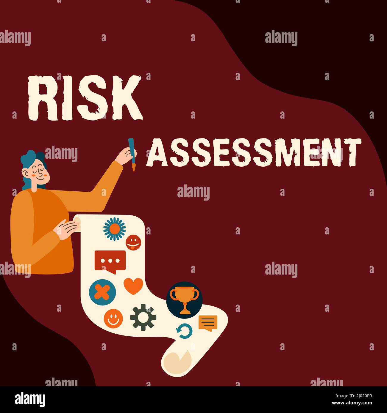 Conceptual caption Risk Assessment. Business showcase evaluating ...