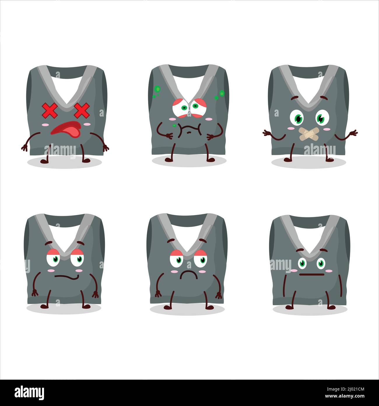 Gray school vest cartoon character with nope expression. Vector ...