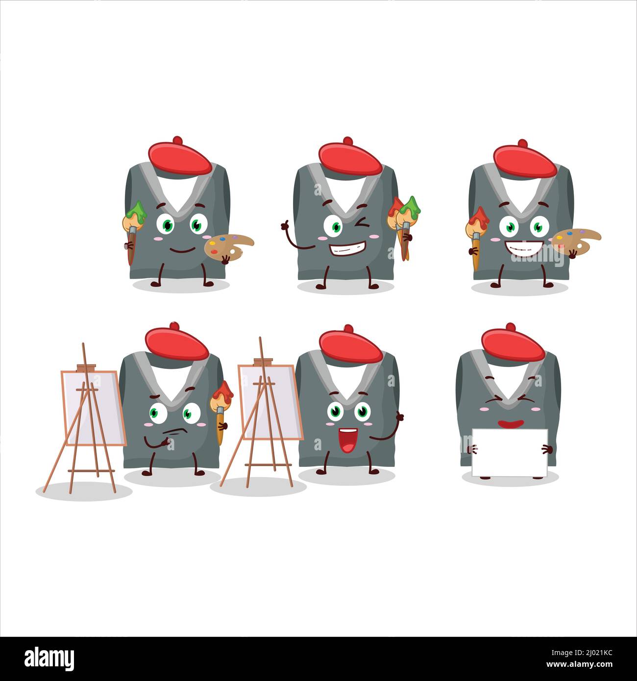 Artistic Artist of gray school vest cartoon character painting with a ...