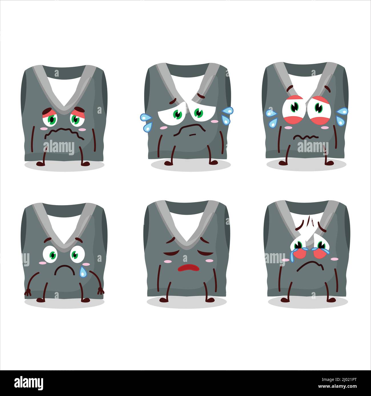 Gray school vest cartoon character with sad expression. Vector ...