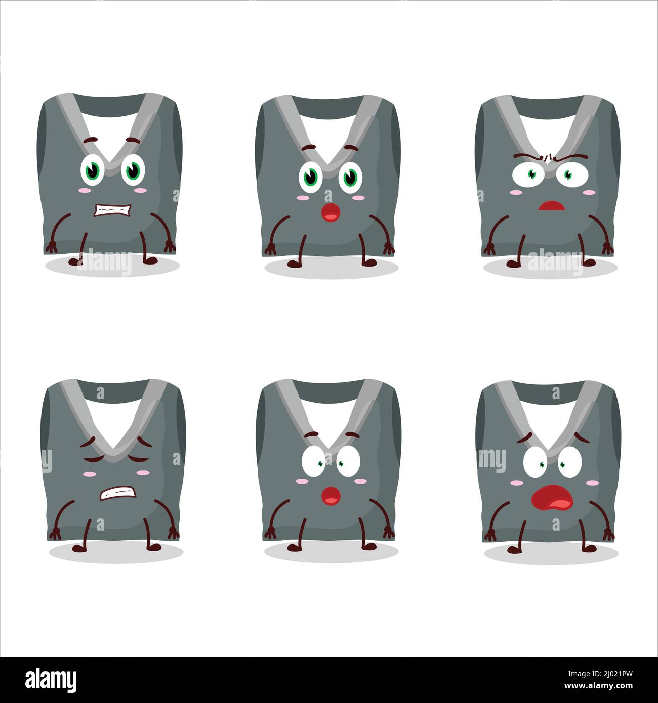 Character cartoon of gray school vest with scared expression. Vector ...
