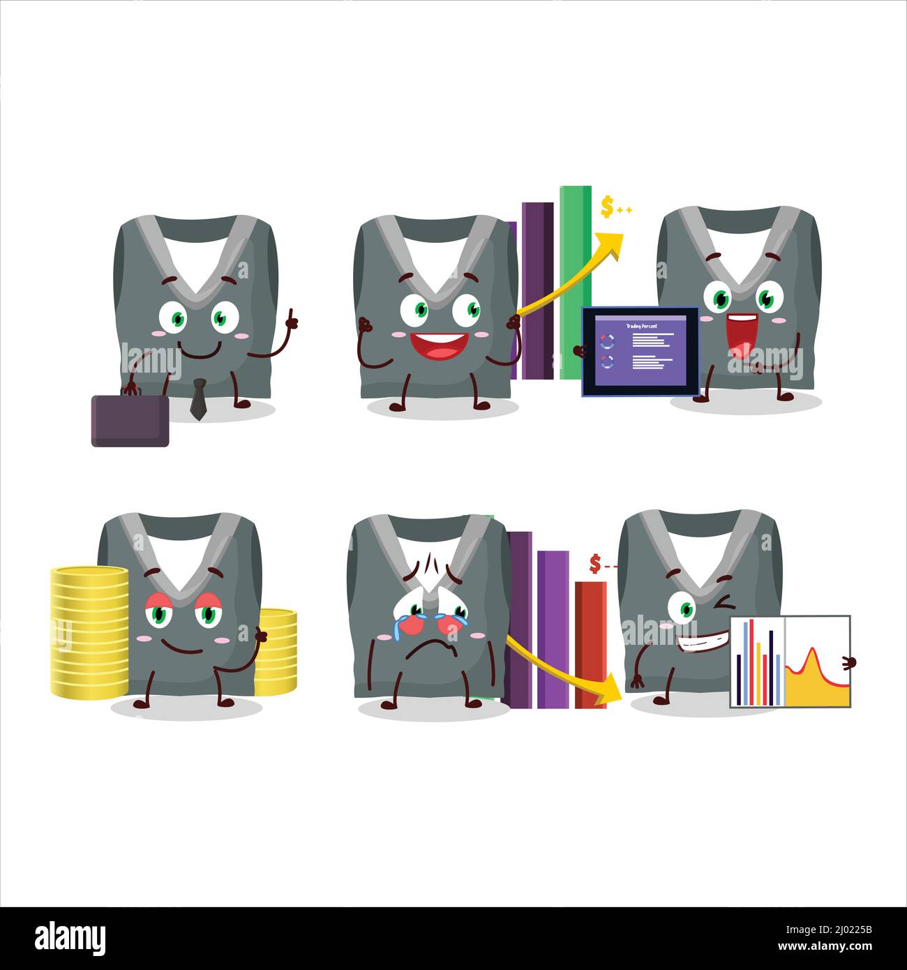 Gray school vest character designs as a trader investment mascot ...