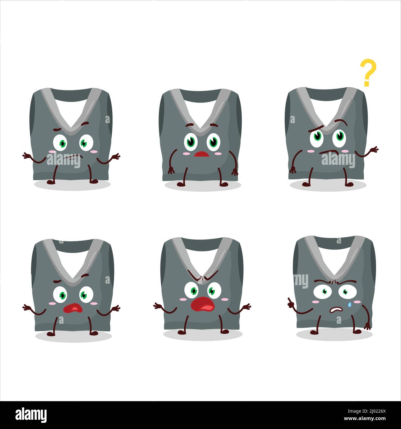 Cartoon character of gray school vest with what expression. Vector ...