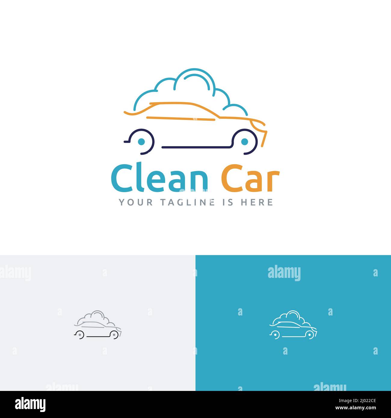 Clean Car Wash Silhouette Carwash Soap Foam Auto Service Line Logo ...