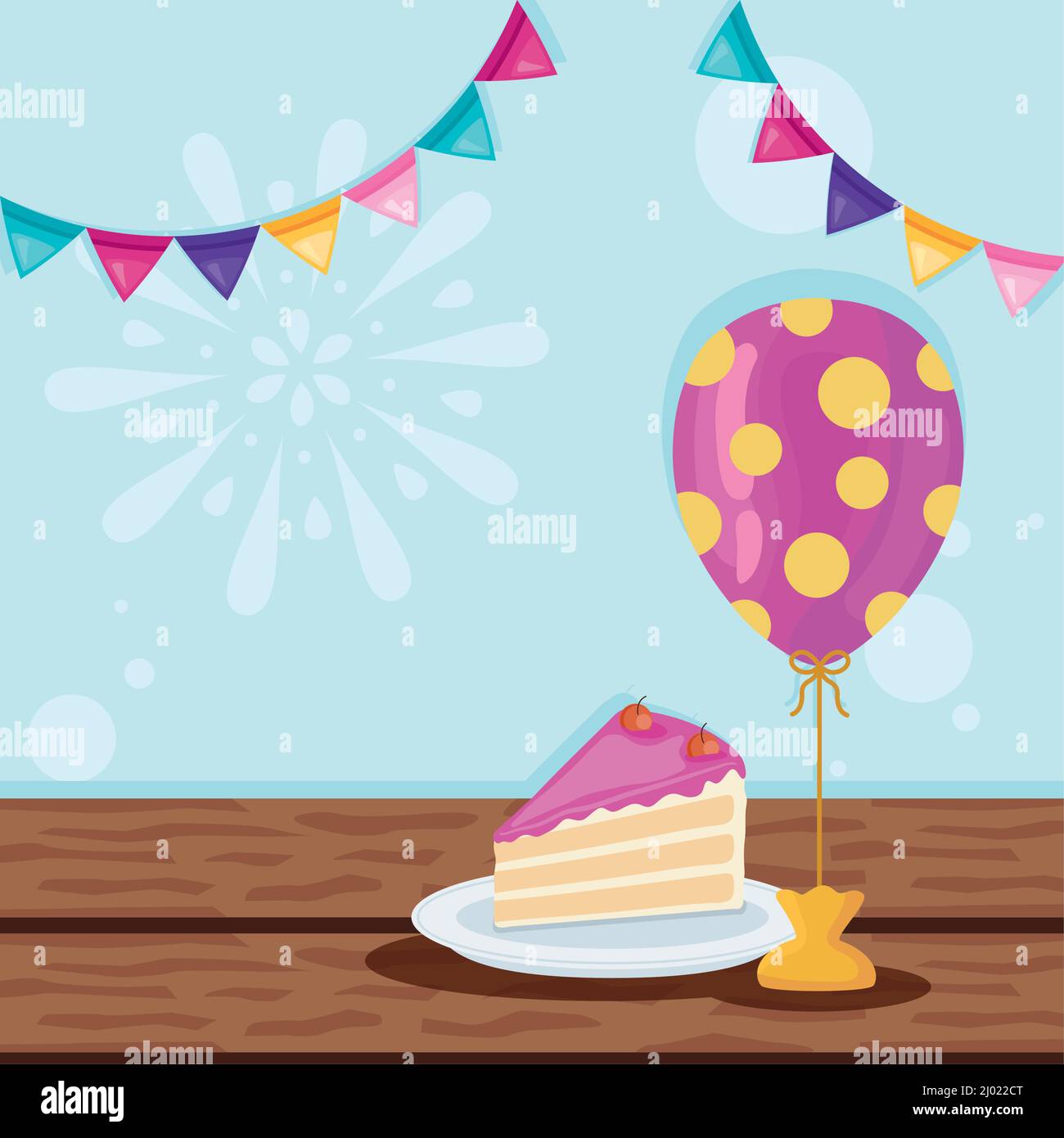 cake portion and balloon helium poster Stock Vector Image & Art - Alamy