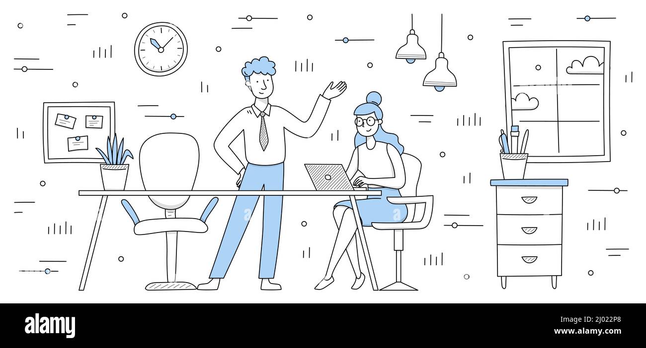 People work in office together. Concept of teamwork, workplace ...