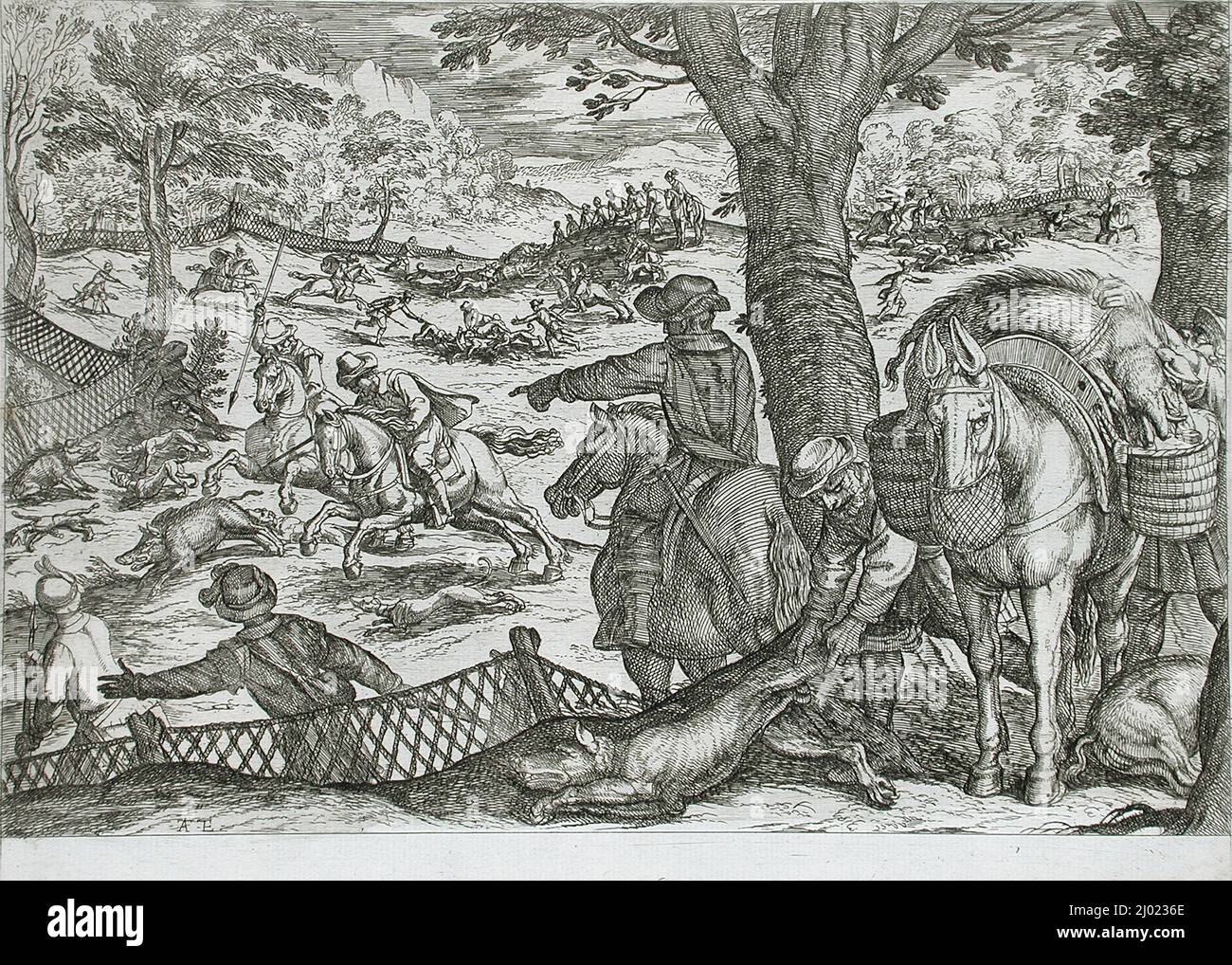 Boar Hunt. Antonio Tempesta (Italy, Florence, 1555-1630). Italy, 16th ...