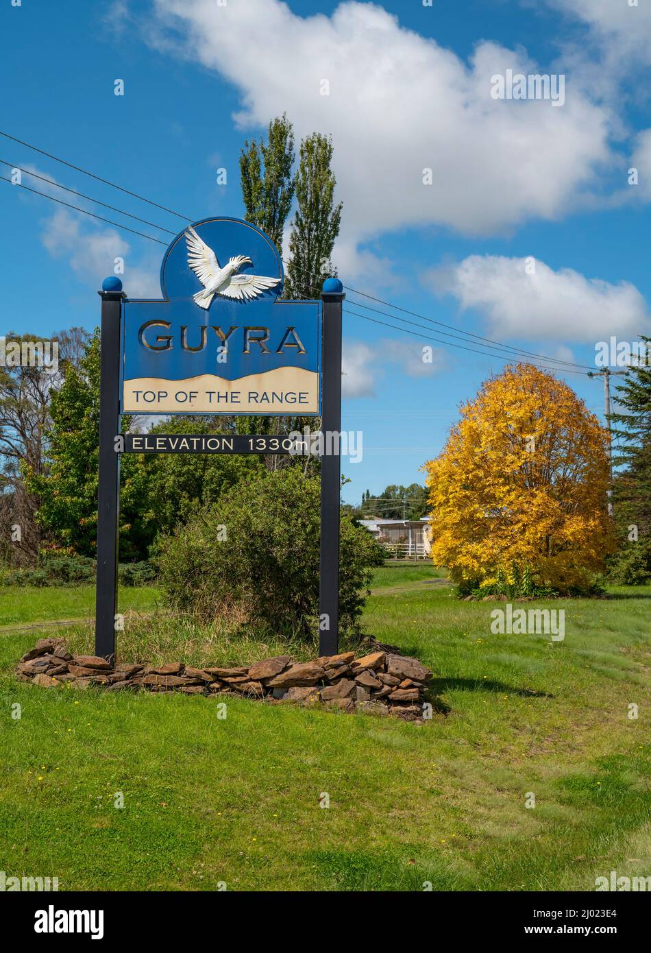 sign at the entrance to Guyra in northern new south wales, australia ...