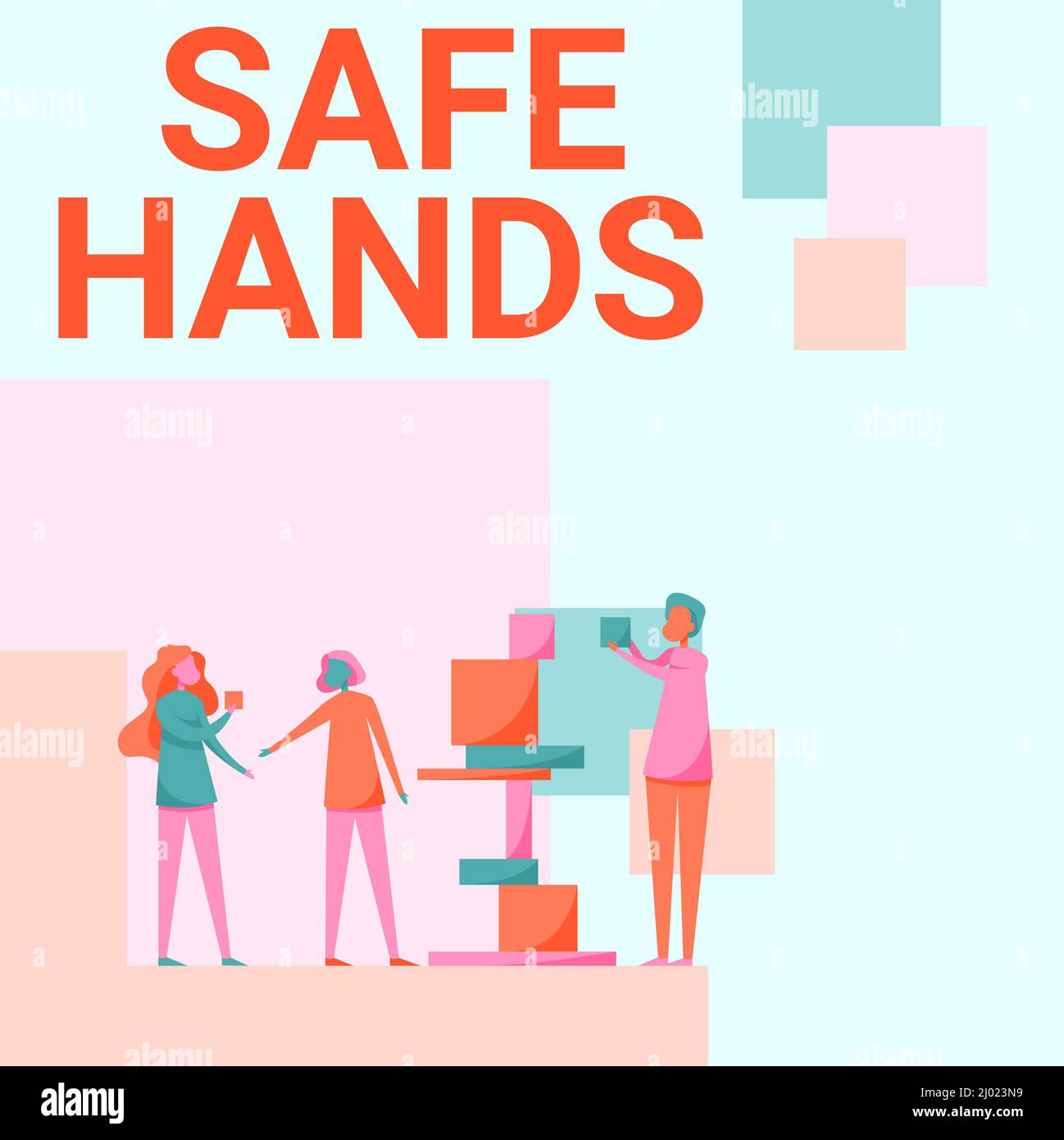 Handwriting text Safe Hands. Business approach Ensuring the sterility ...