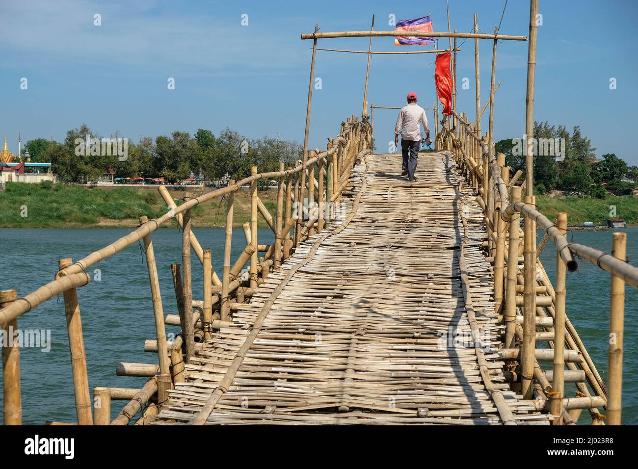 The Kampong Cham bamboo bridge in Cambodia is the longest in the world ...