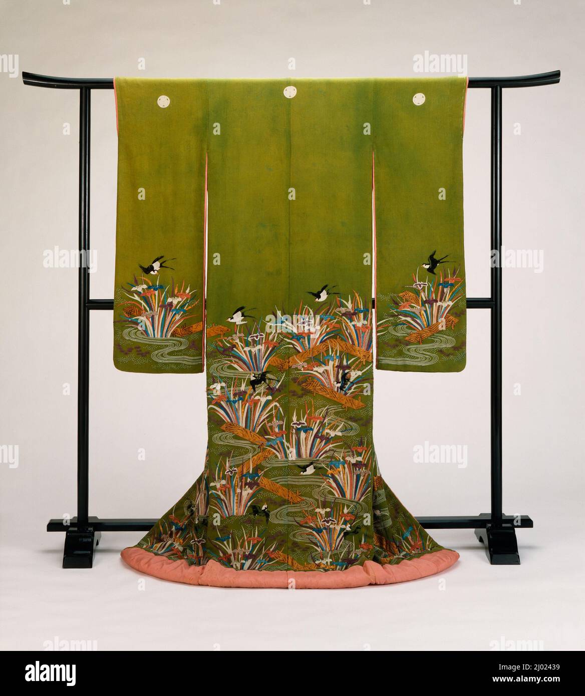 Woman’s Outer Kimono (Uchikake) with Plank Bridges, Irises, and ...