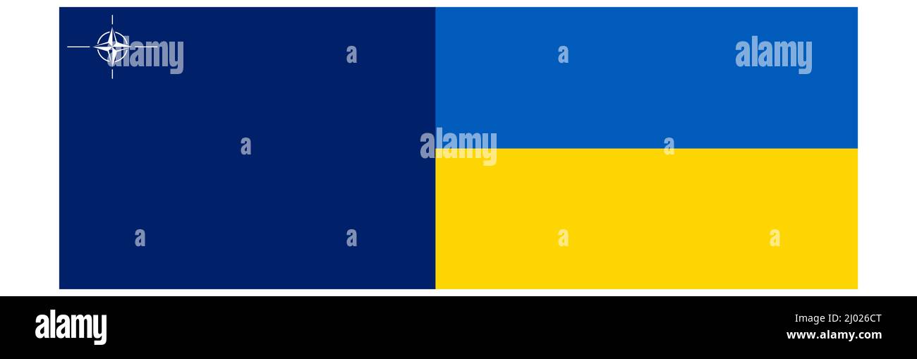 The colors of the flag and the graphic logo of NATO and the national ...