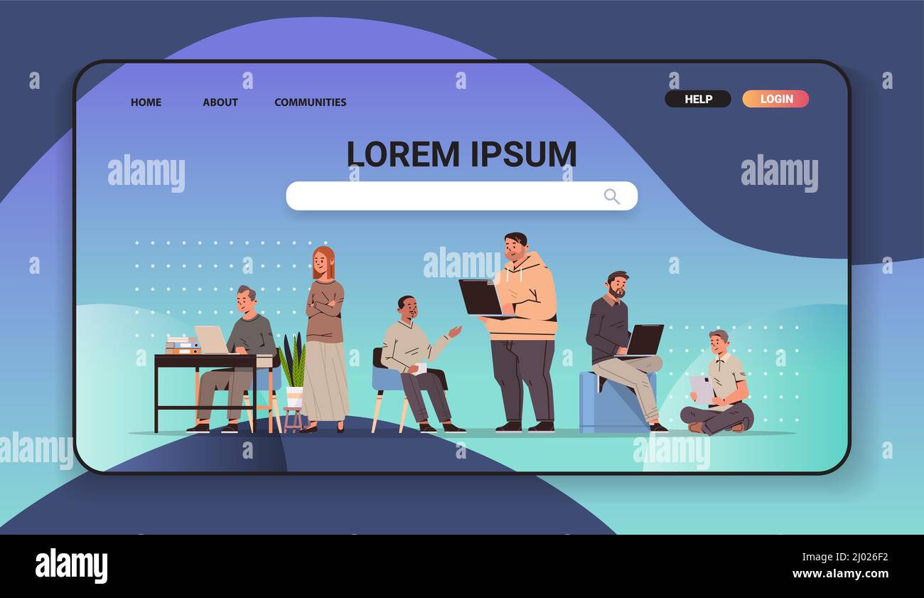 mix race businesspeople using gadgets digital addiction social media ...