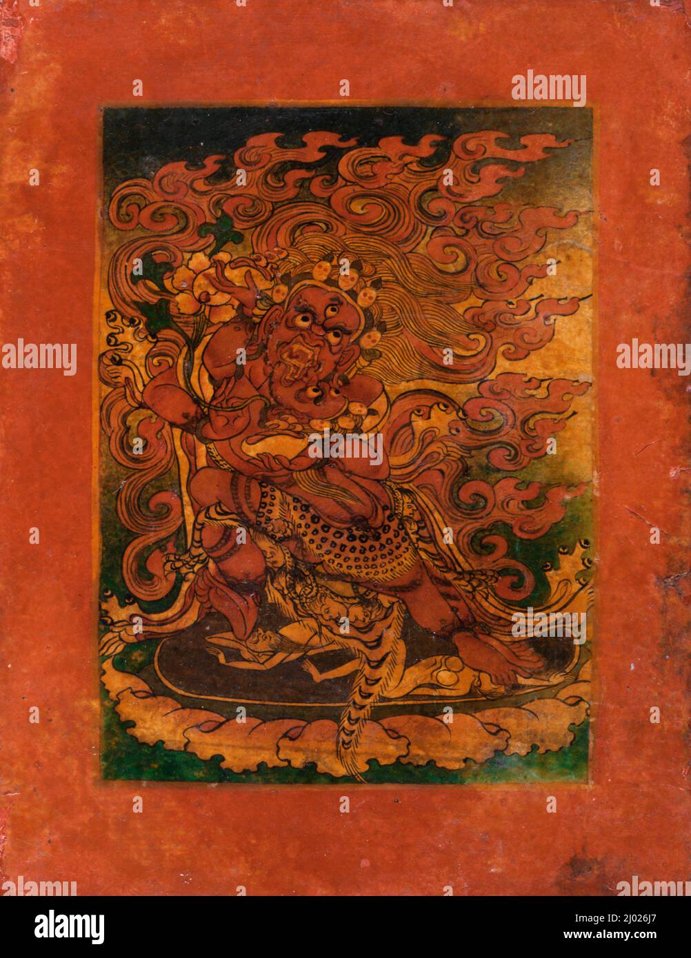 Red Padmataka (?) and Consort, Nyingmapa Buddhist or Bon Ritual Card ...