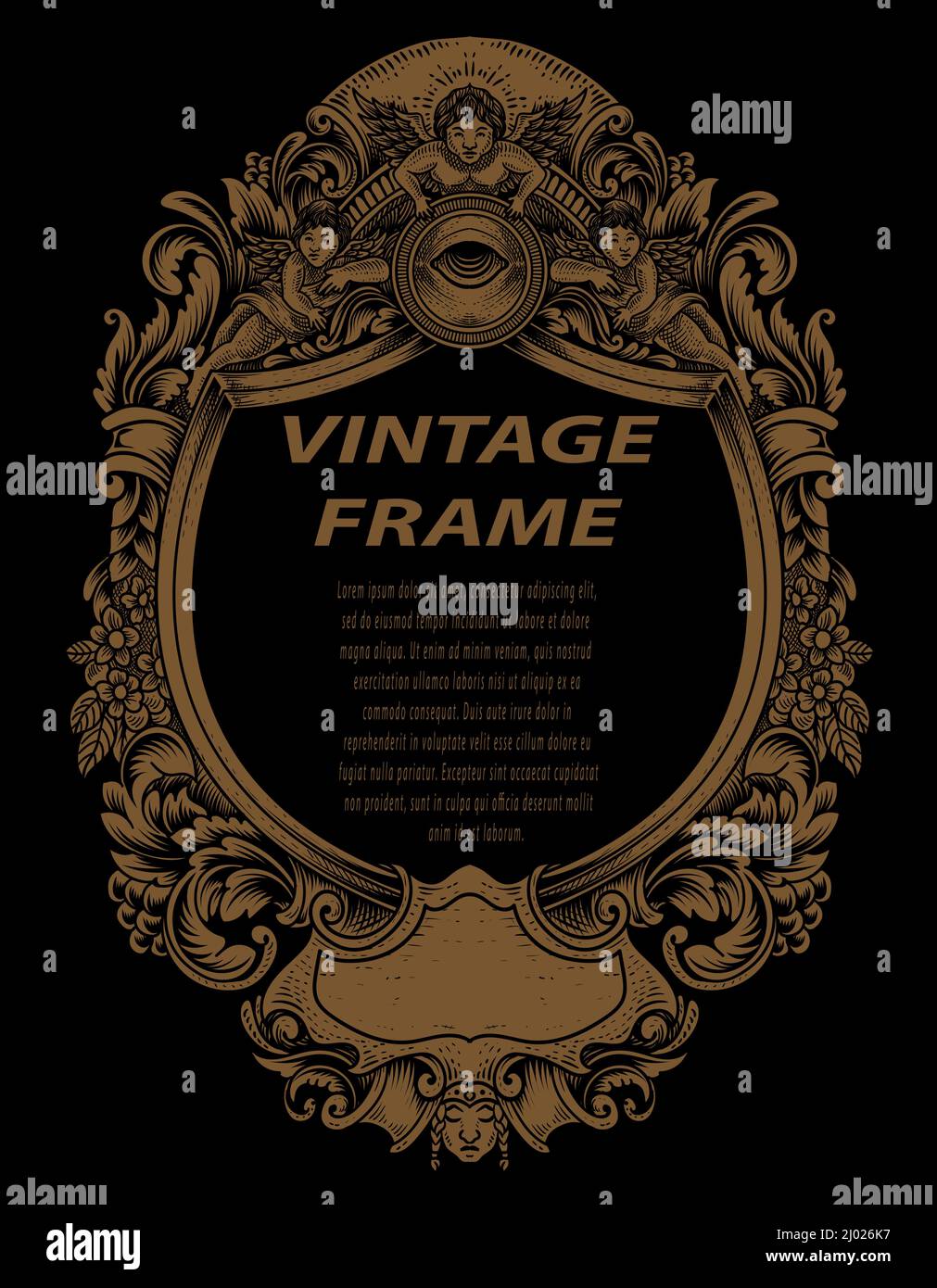 Vintage frames in baroque antique style. engraving retro frames ...