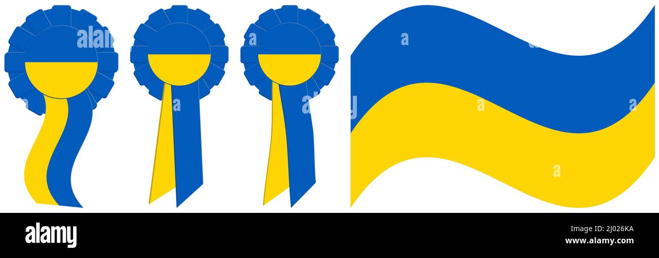 Cotillion with ribbon in national colors of Ukraine. Slanted ...