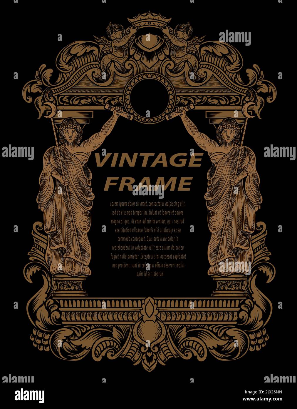 Vintage frames in baroque antique style. engraving retro frames ...
