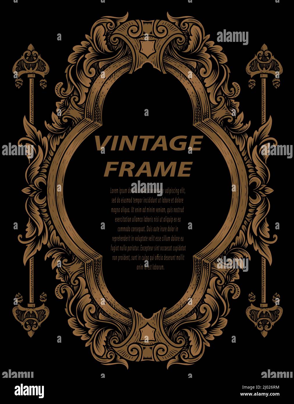 Vintage frames in baroque antique style. engraving retro frames ...