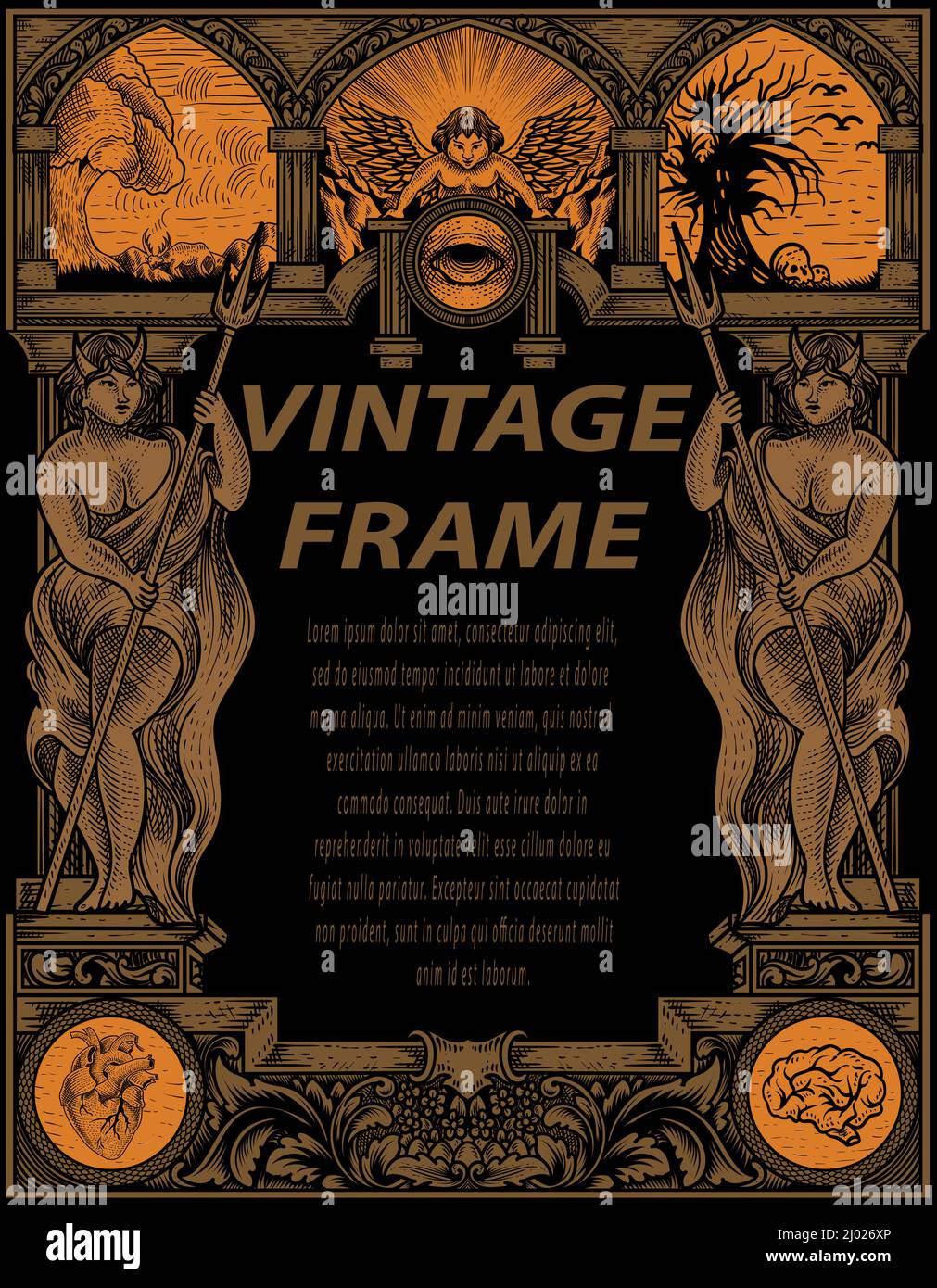 Vintage frames in baroque antique style. engraving retro frames ...
