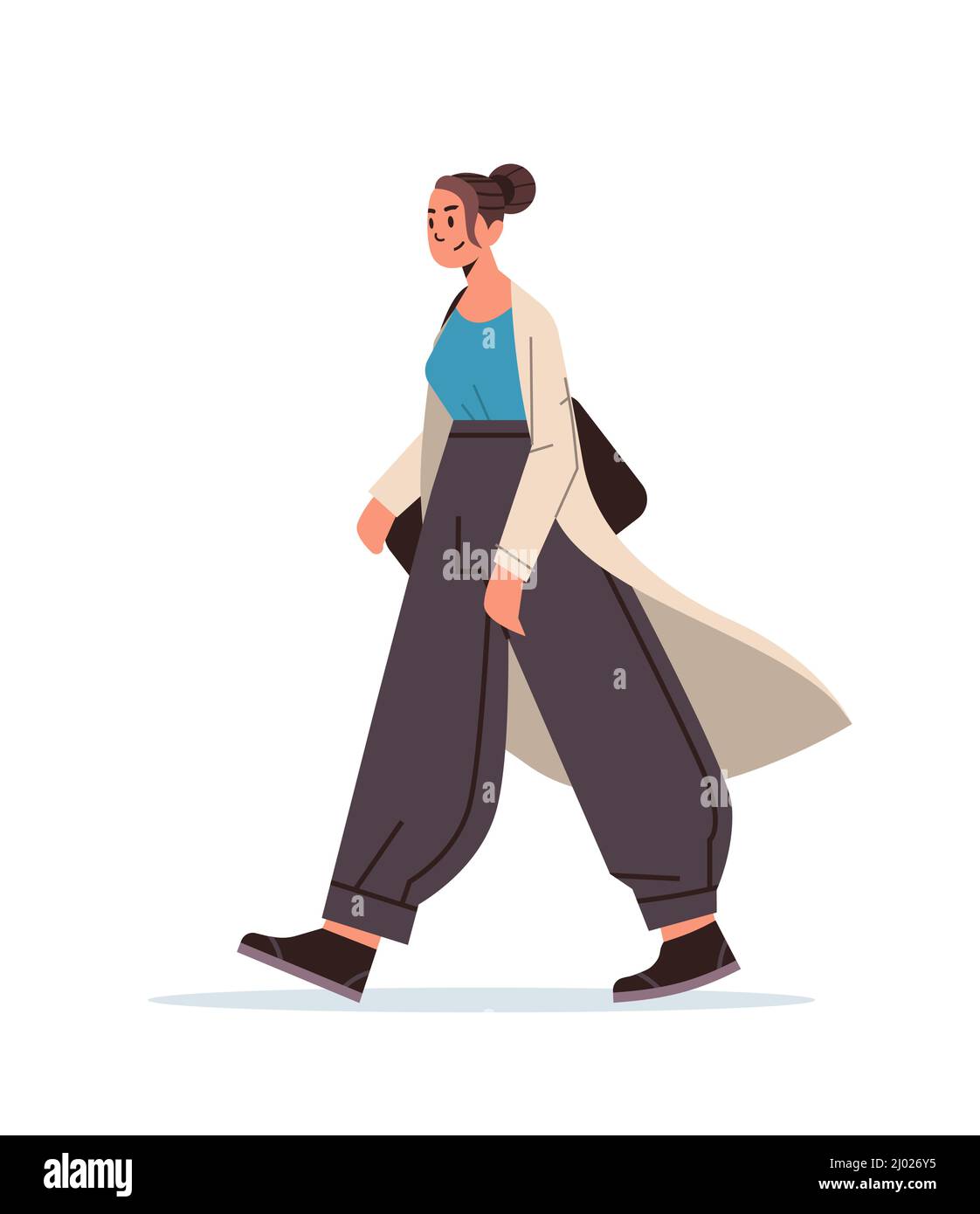 young girl in casual clothes fashionable woman walking female character ...