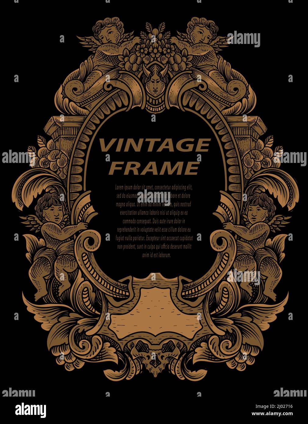 Vintage frames in baroque antique style. engraving retro frames ...