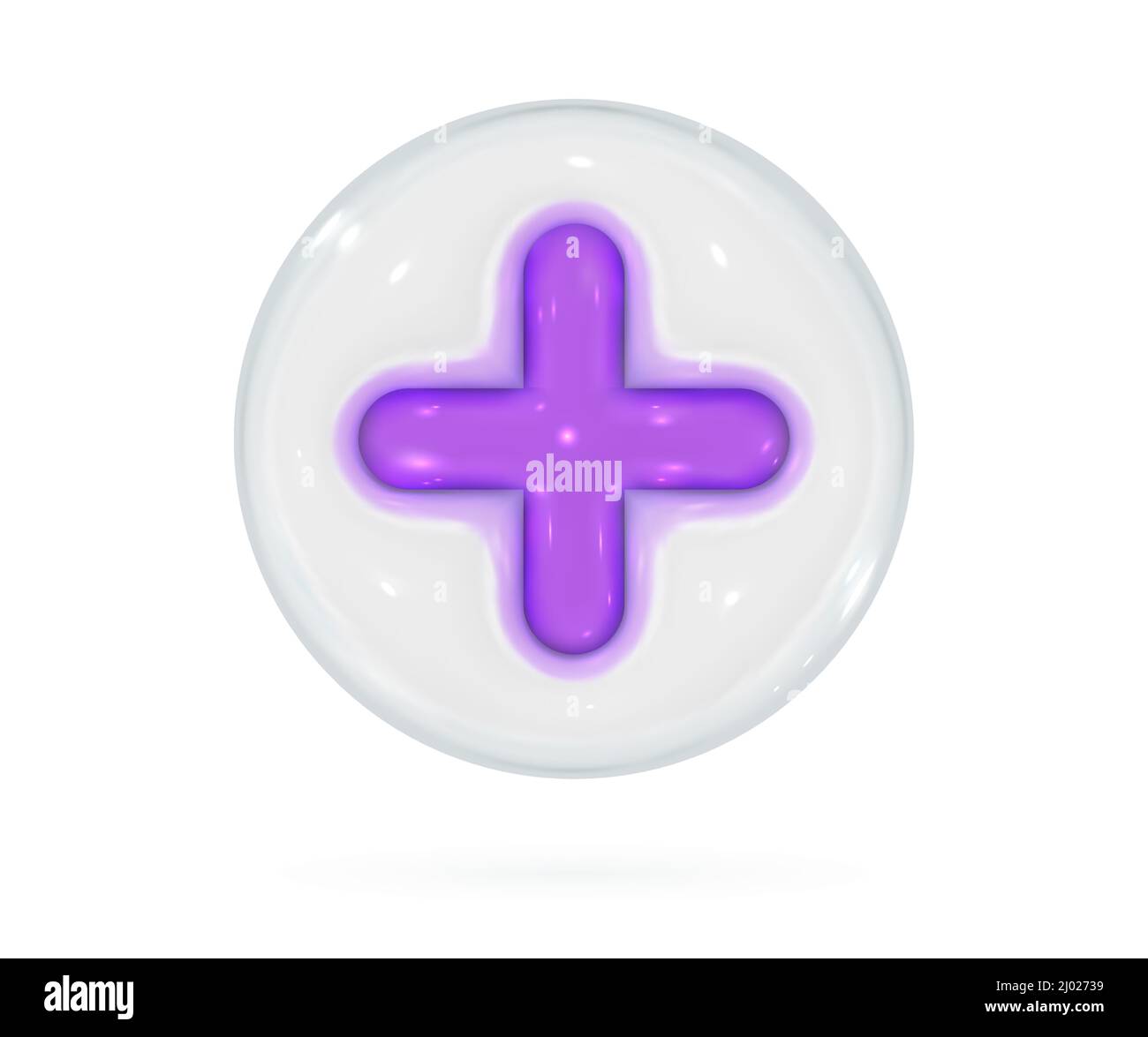 3d cross icon. Violet plus glossy glass sign in white bubble. Vector ...