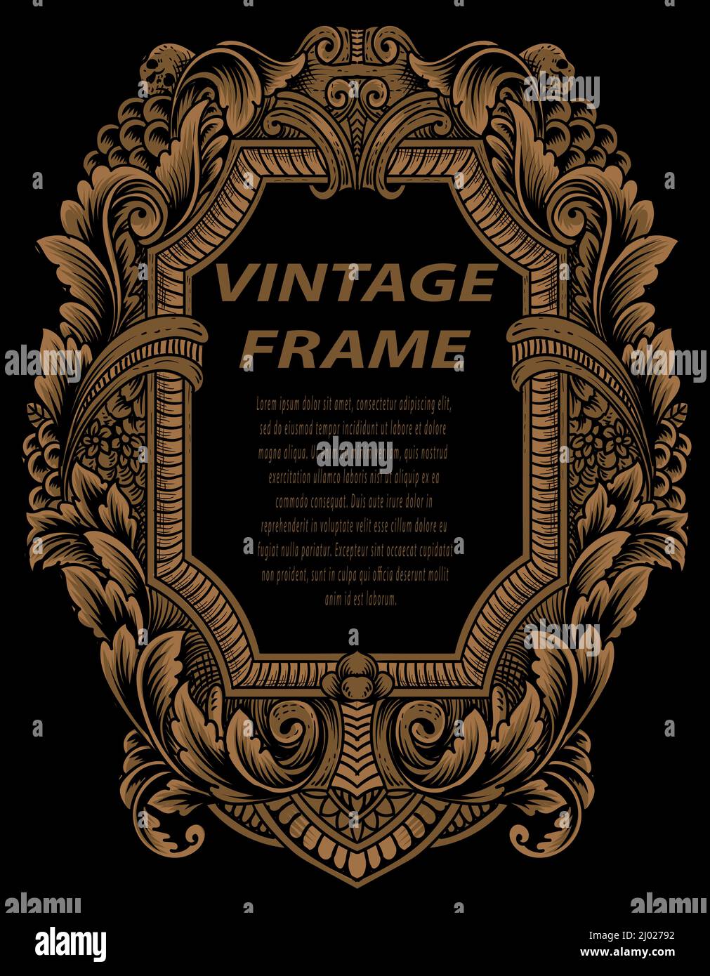 Vintage frames in baroque antique style. engraving retro frames ...