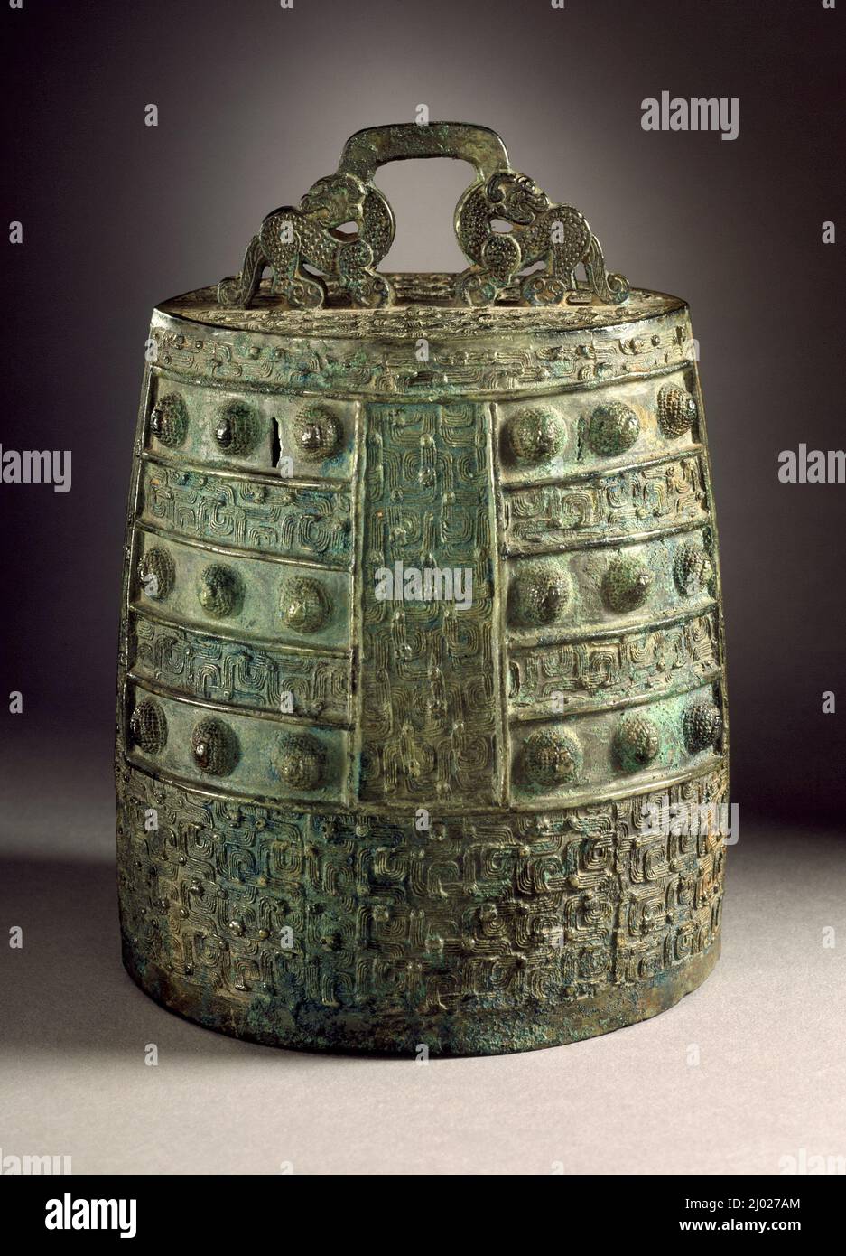 Bell with suspension loop bo and coiled and interlaced dragons hi-res ...