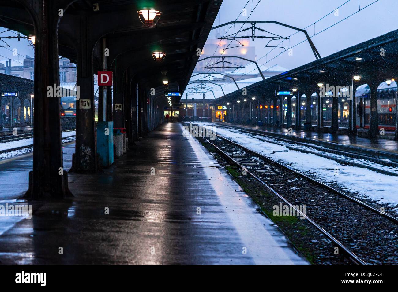 Northern Railway Station (Gara de Nord) during a cold and snowy day in ...