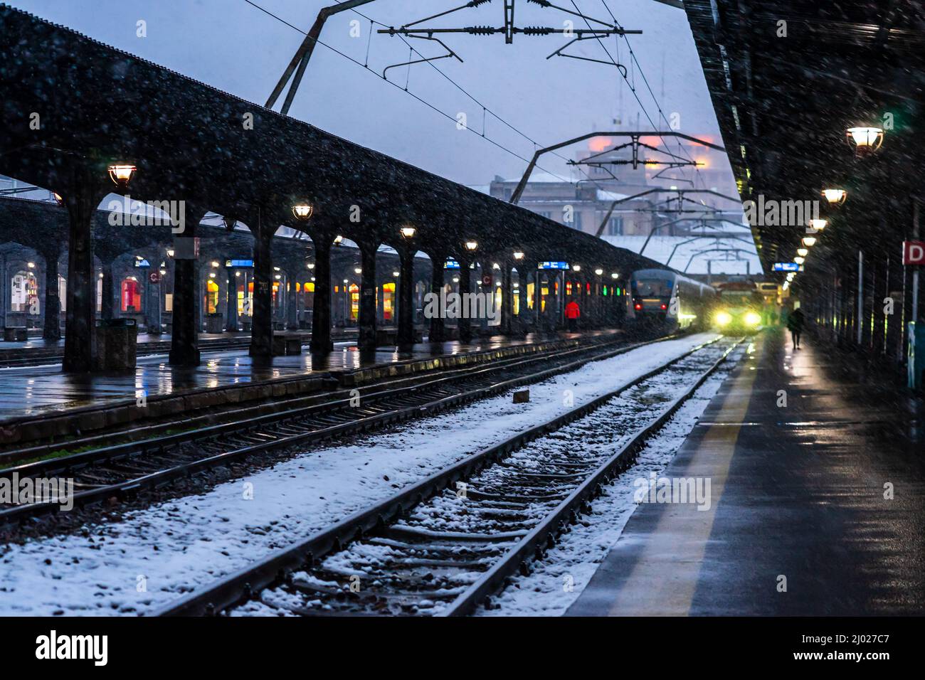 Northern Railway Station (Gara de Nord) during a cold and snowy day in ...