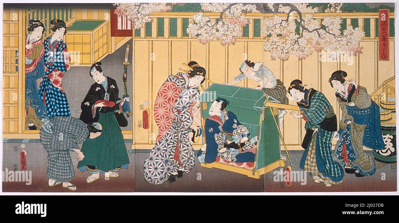 Present-day Genji Visiting the Rokujō Mansion. Utagawa Kunisada ...