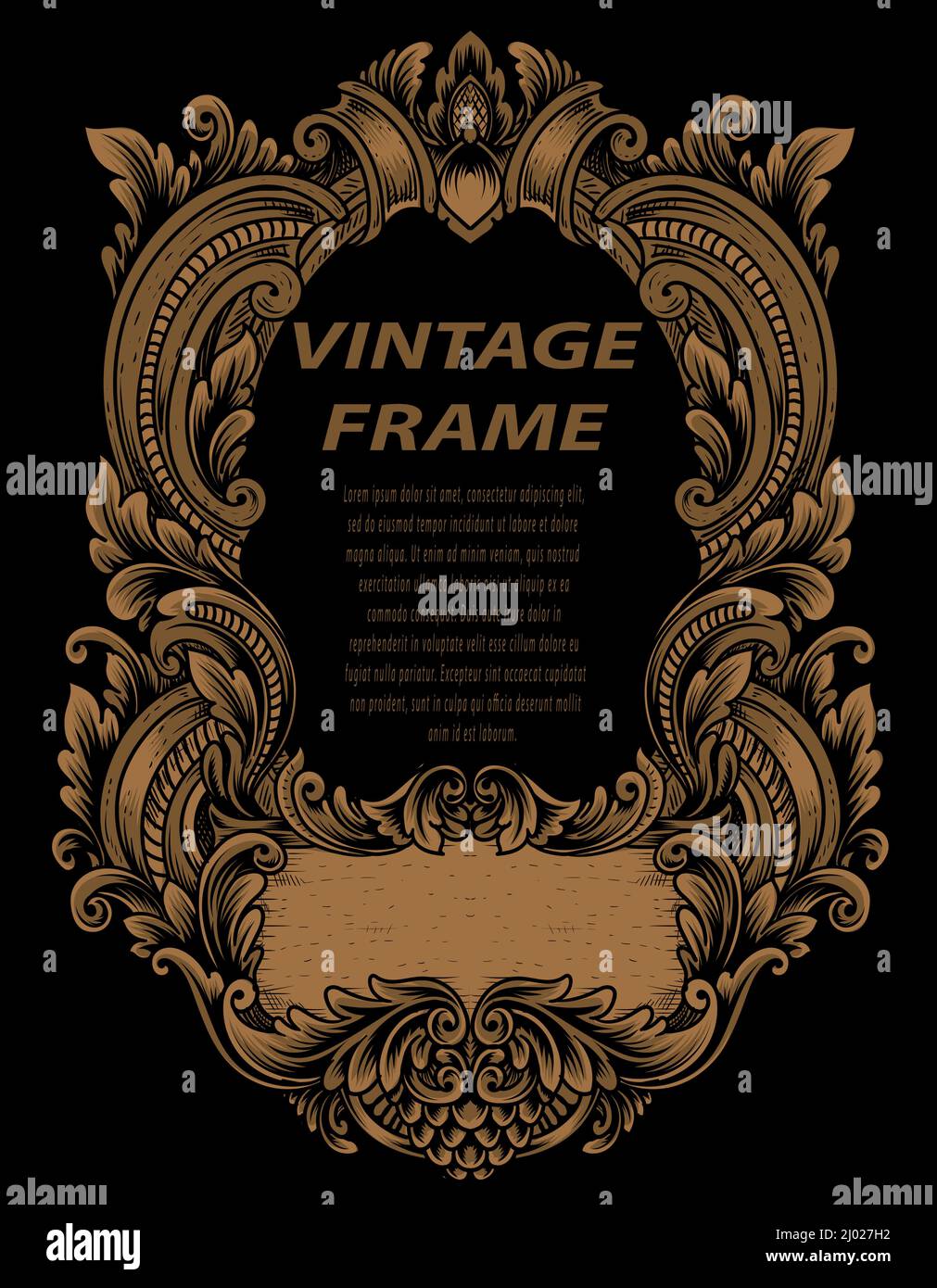 Vintage frames in baroque antique style. engraving retro frames ...